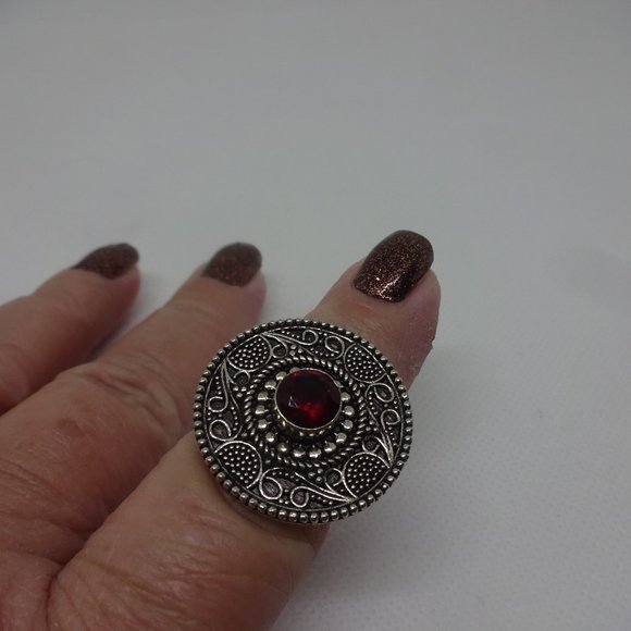 Handmade | Jewelry | Ornate Ruby Handmade Sterling Ring Size 8 58 ...
